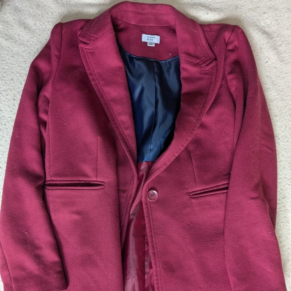 crown & ivy | Jackets & Coats | Burgundy Blazer Style Heavy Jacket ...